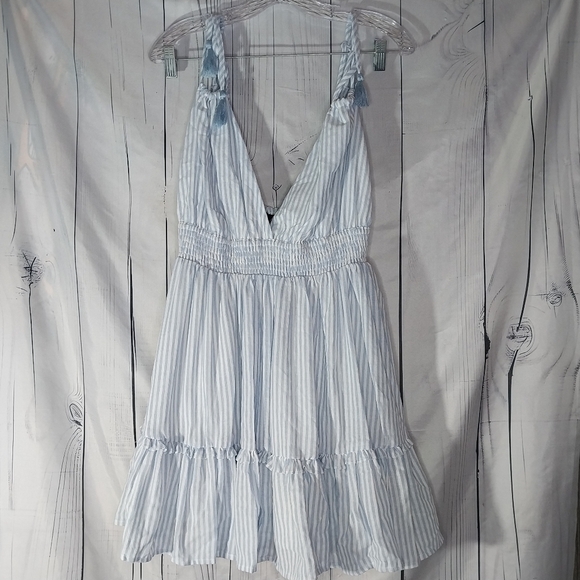 Aakaa | Dresses | Aakaa Light Blue And White Striped Mini Dress | Poshmark